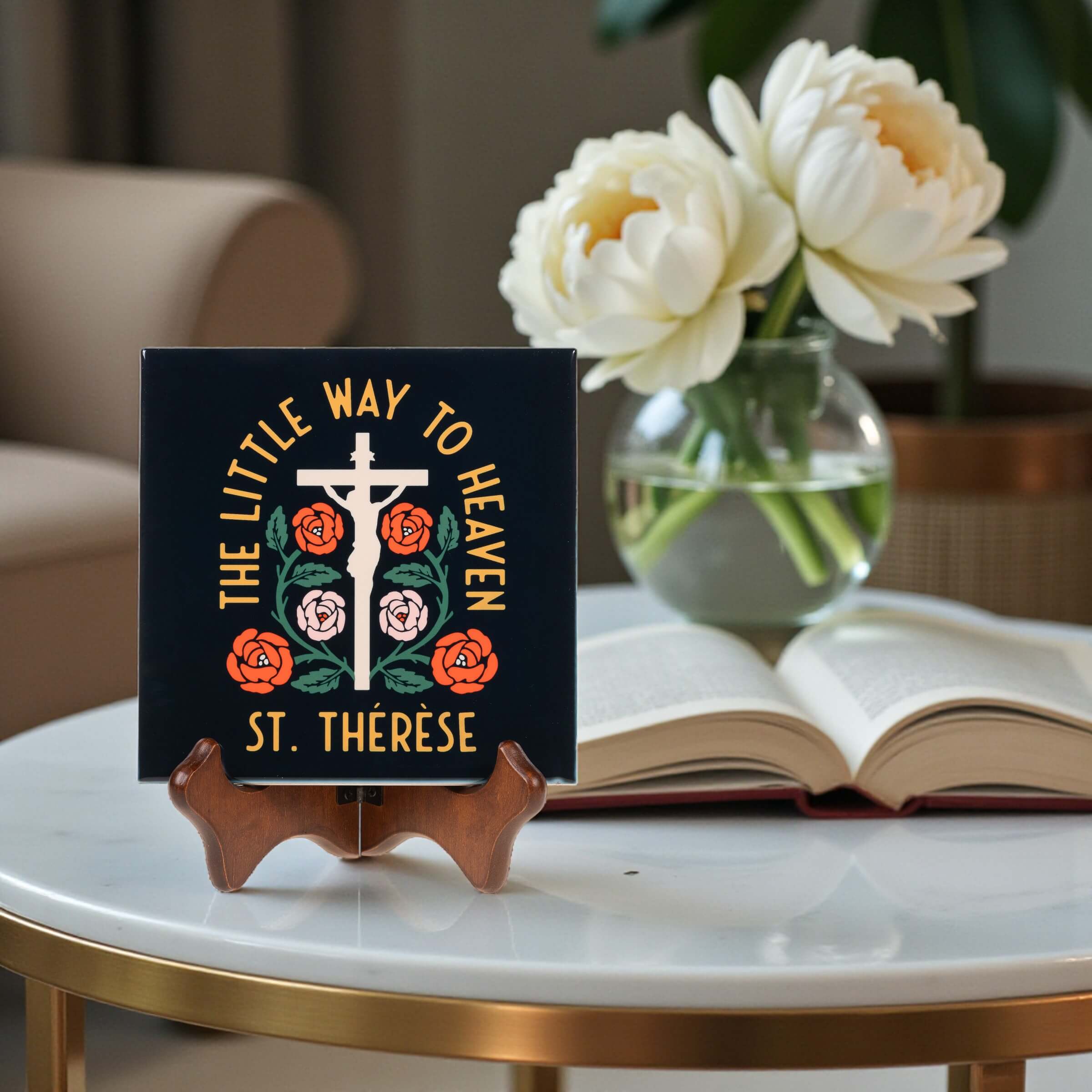 St. Therese Little Way to Heaven Ceramic Tile – Little Way Design Co.